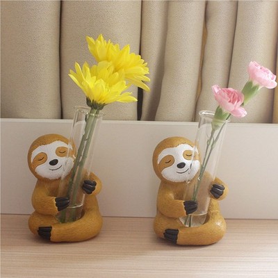 Sloth Test Tube Flower Vase Decoration Innovative Resin Vase Cartoon ...