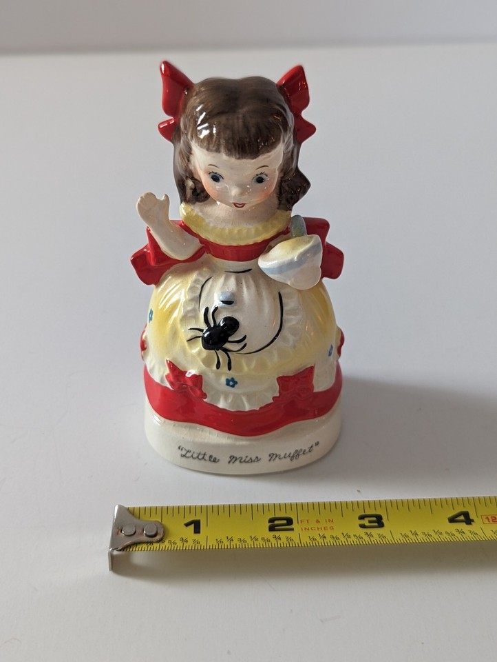 Napco Little Miss Muffet Red Dress Spider Story Book Figurine Kitsch ...