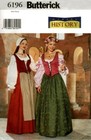 Historical RENAISSANCE Costume Sewing Pattern Size 6-16 Butterick 6196 ...