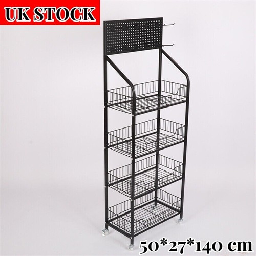 Shop Retail Shelf Wire Mesh Display Rack 4-Layer Large Capacity market ...