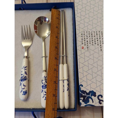 New Blue & White Porcelain Silverware- Blue Floral Print | eBay