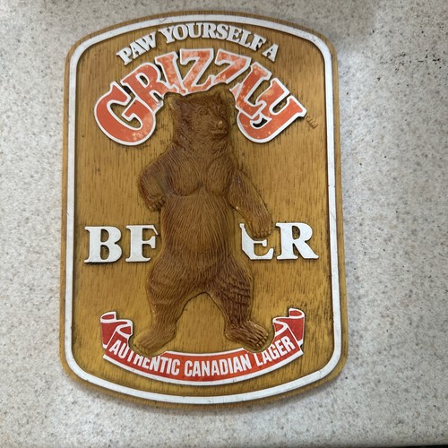 GRIZZLY BEER "Paw Yourself" Canadian Lager Counter/Wall Sign Display ...