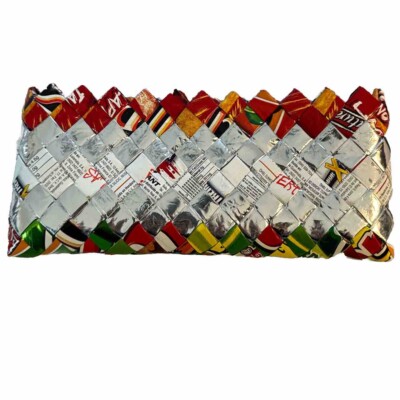 Candy Chip Snack Wrapper Purse Clutch Small Woven Recycled Red Zipper ...