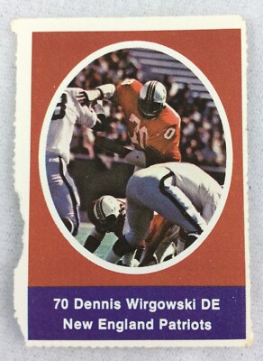 NFL 1972 Sunoco Football Stamp-New England Patriots-Dennis Wirgowski ...