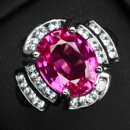Elegant Magenta Pink Sapphire 4.15Ct 925 Sterling Silver White Gold ...