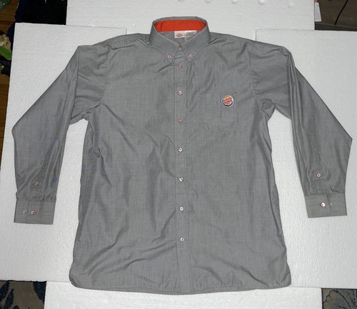 Burger King Manager Mens Button Down Long Sleeve Uniform Shirt Size L ...