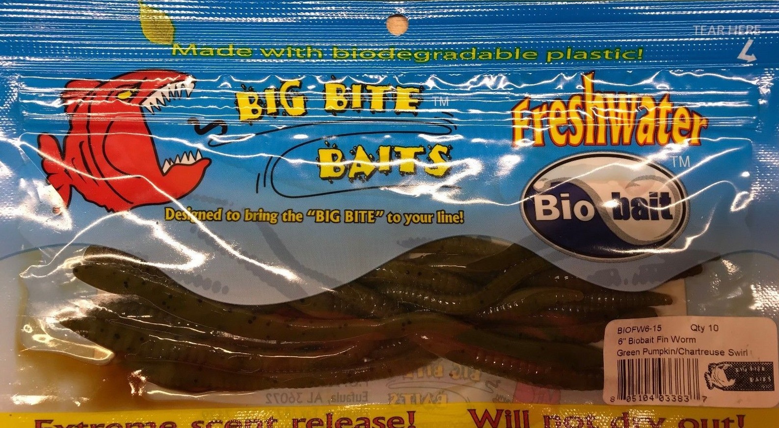 Big Bite Baits Bio Bait 6" Finesse Worms - Choose Color | eBay