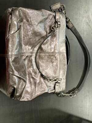 COACH Brooke Handbag Leather Pewter Bronze Metallic Silver Hobo ...
