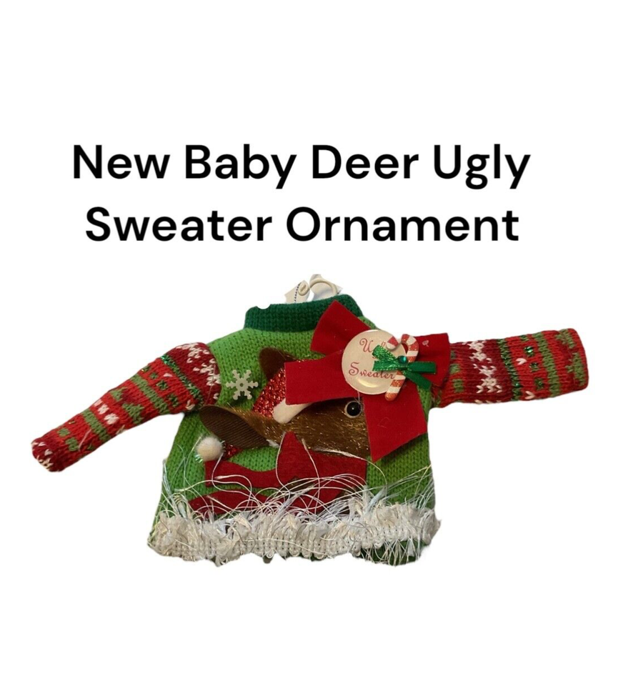 Baby Doe Deer Ugly Sweater Christmas Tree Ornament Clothes Hanger Hook ...