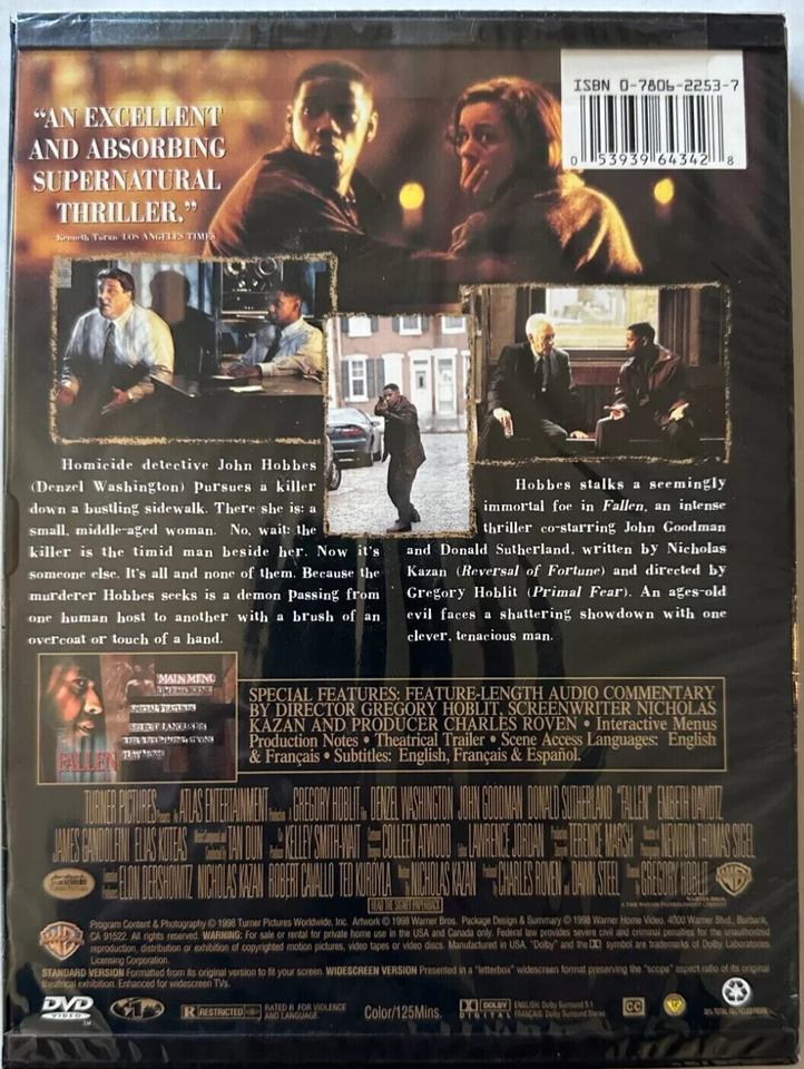 FALLEN (1998) Denzel Washington/John Goodman, Snap Case DVD 53939643428 ...