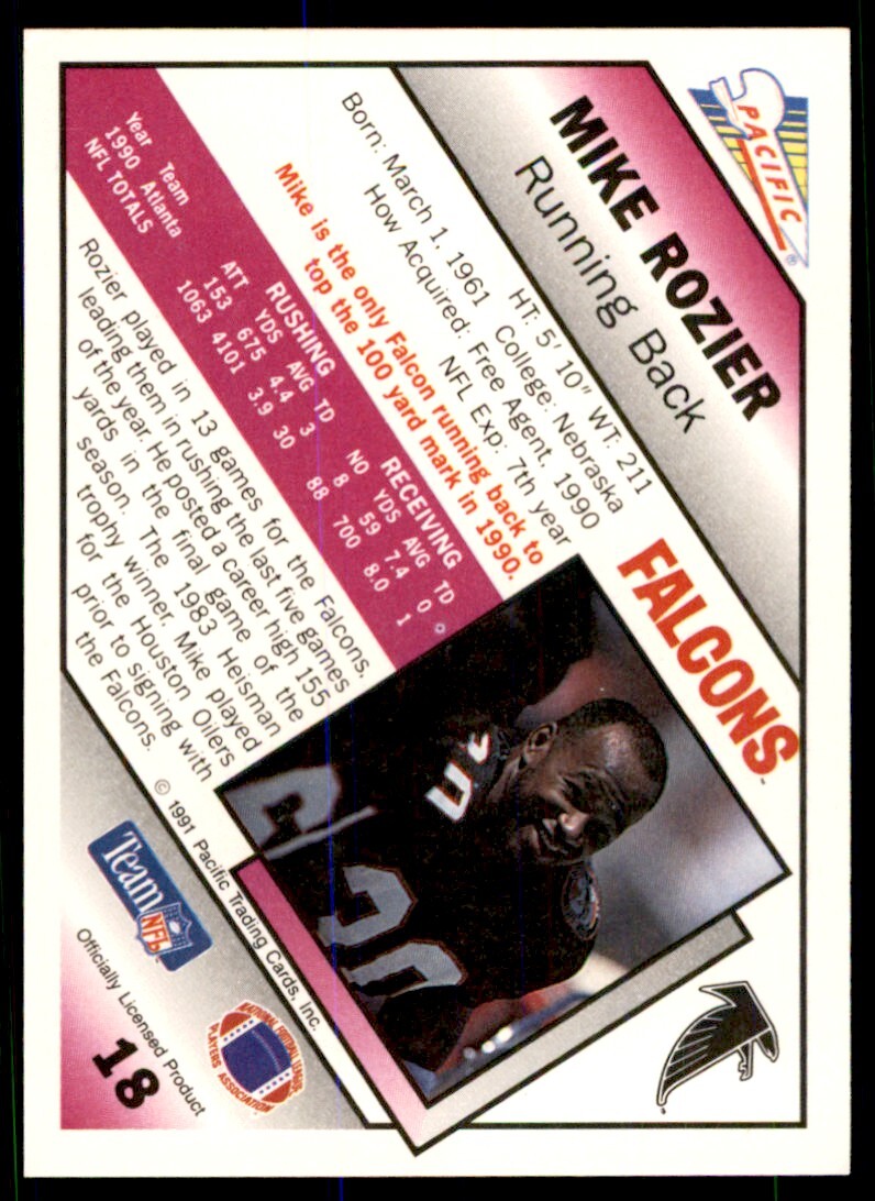 1991 Pacific Mike Rozier . Atlanta Falcons #18 | eBay