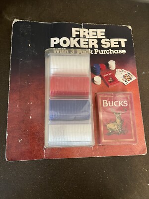 Vintage 1990 Bucks Cigarettes Tobacco Poker Set Playing Cards & Chips ...