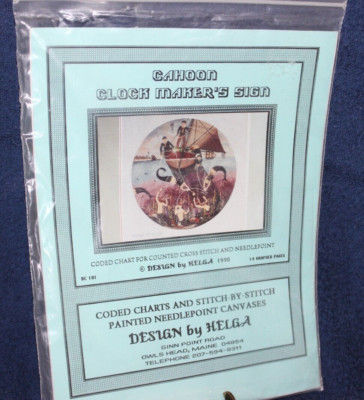 Design by Helga Counted Cross Stitch Pattern - Cahoon Clock Makers Sign ...