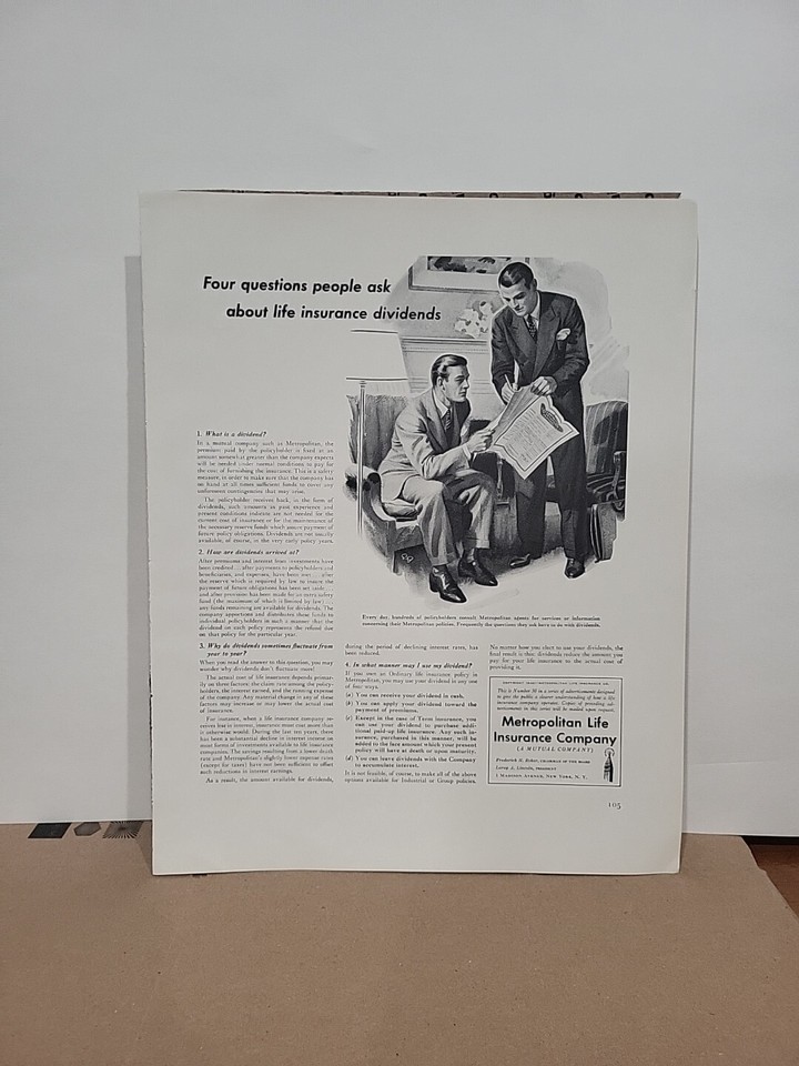 1940 Metropolitan Life Insurance Company Fortune WW2 Print Ad Q4 Four ...
