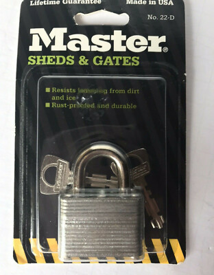 NEW NOS Master Lock Warded 2 Keys Shed Gate Tool Chest No.22D Made in ...