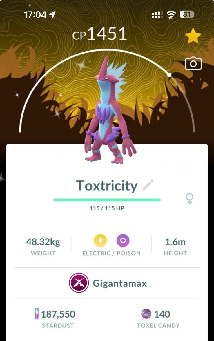 Shiny Toxtricity Low Key Form Gigamax Global background -P T C- Read ...