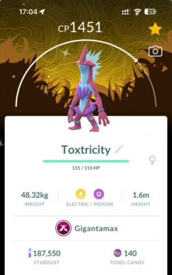 Shiny Toxtricity Low Key Form Gigamax Global background -P T C- Read ...