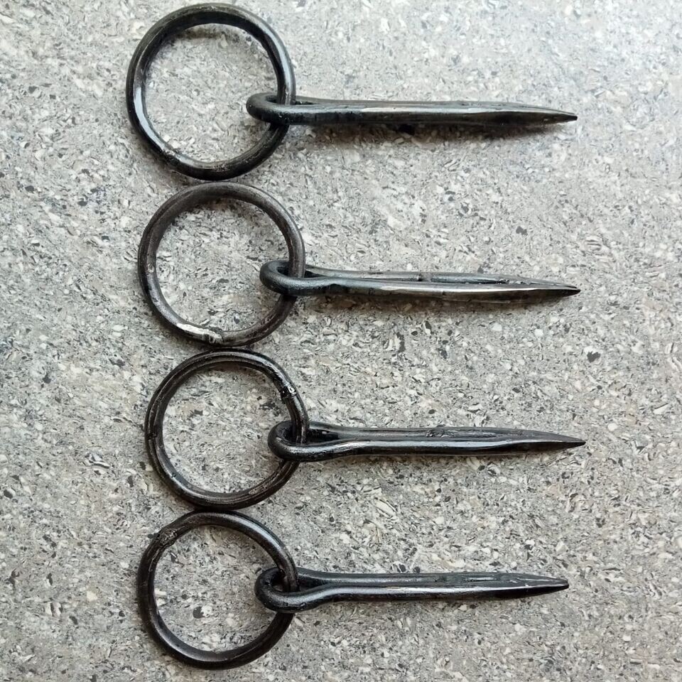 Antique Wrought Iron Tethering Ring on Pin Game Hook Hardware Item 4 ...