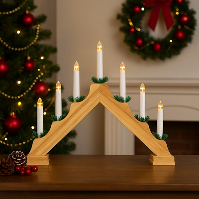 Christmas Candle Bridge Decoration LED Wooden Light Up Arch Xmas 7 ...