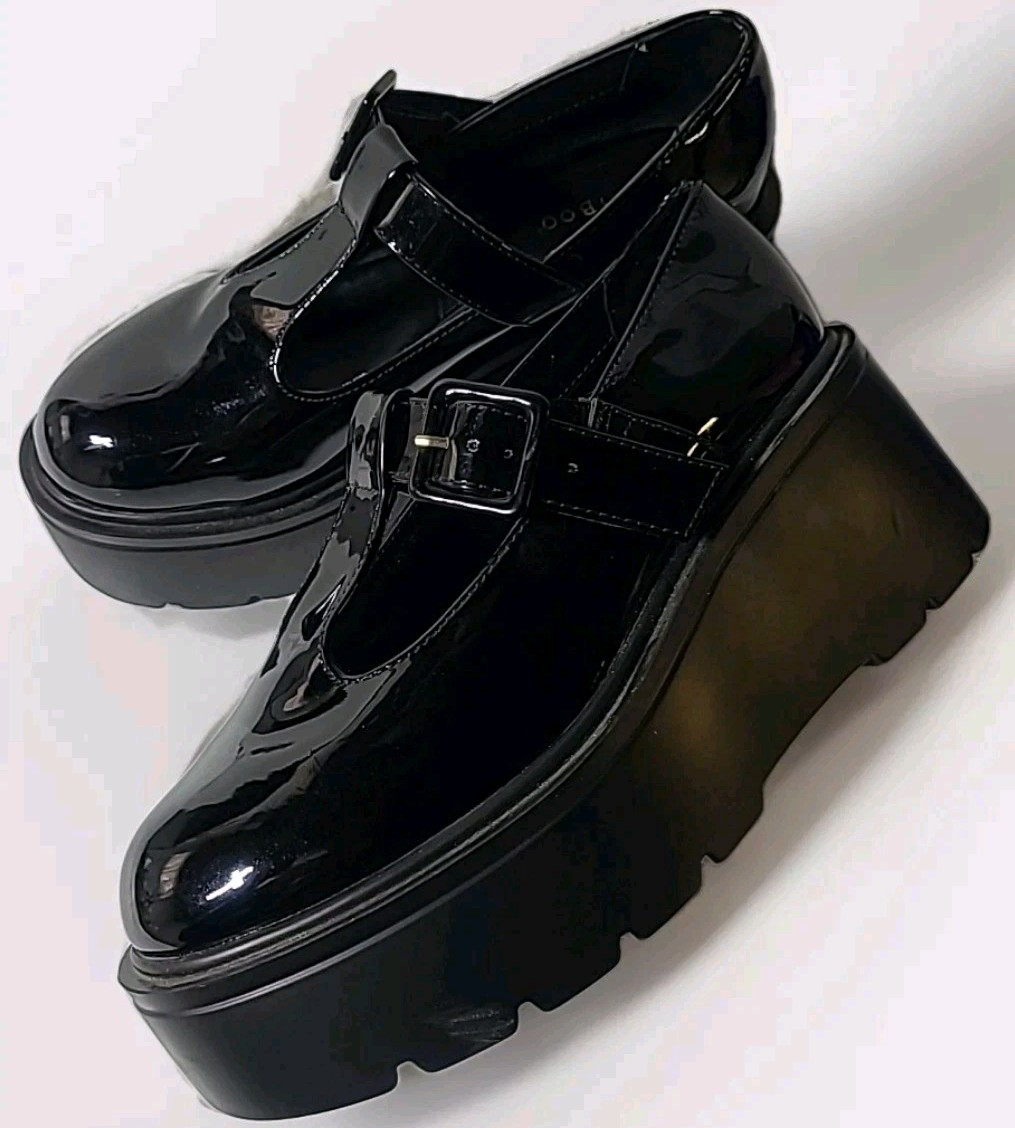 Bamboo Black Patent T Strap Platform Maryjanes Mary J… - Gem
