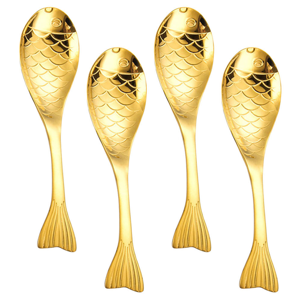 4 Pcs Fish Shaped Spoon Serving Spoons Cooking Soup Creative Portable ...