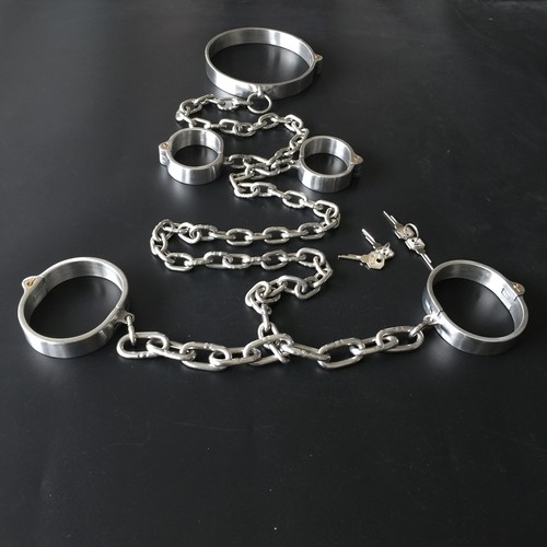 Weight Stainless Steel Handcuffs Lock Ankle Chain Neck Collar BDSM ...