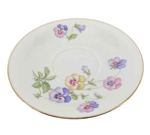 Vtg PT Tirschenreuth Bavaria Pansy White Saucer Gold Pasco Germany ...
