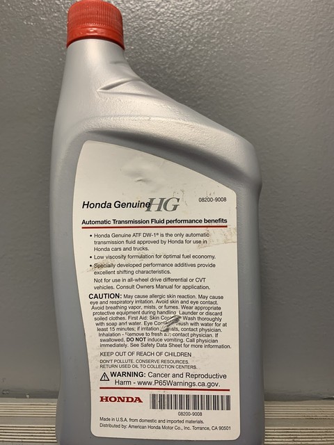 Honda Genuine Fluid Automatic Transmission Fluid ATF-DW1 08200-9008 for ...
