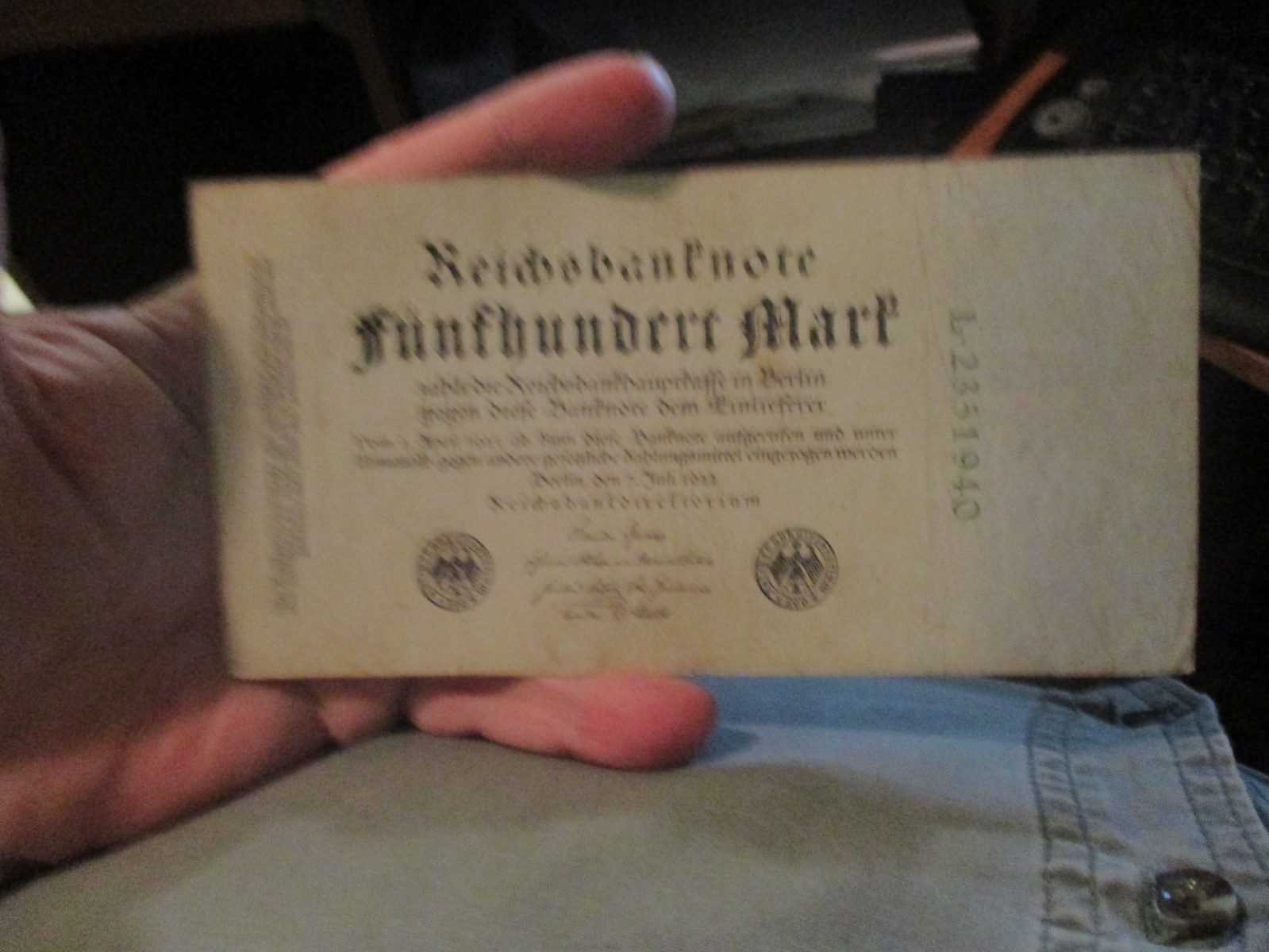 collector 1923 Reichsbanfnote Funfhundert Mark L 2351940 | eBay