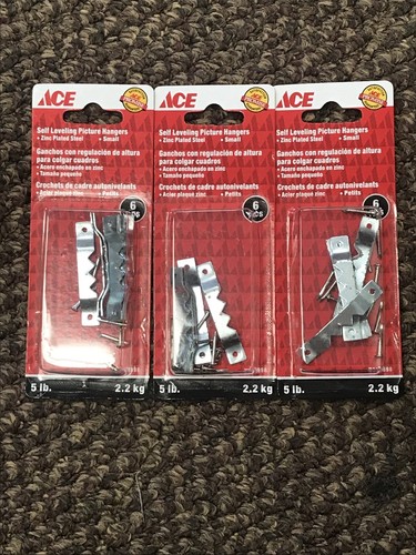 Self Leveling Picture Hangers, 3packs Of 6 Ace Brand 5 Lb | eBay