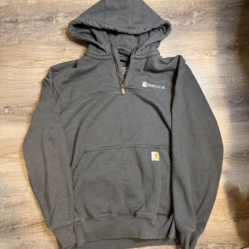 Carhartt Mens Rain Defender Gray Beck's Quarter Zip Hooded Sweatshirt ...