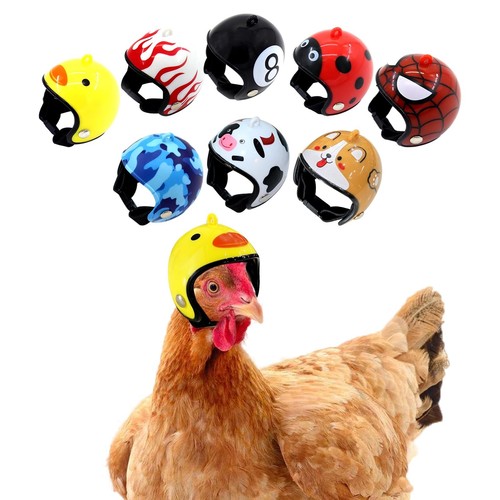 Zaruatu 8 Pcs Chicken Helmet Safety Chicken Hats Adjustable Elastic ...