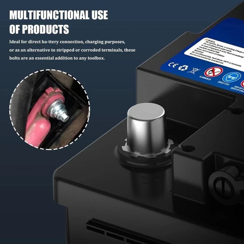 2PCS Side Battery Terminal Bolts, Side Post Battery Terminal, 3/8''-16 ...