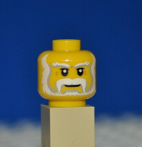 LEGO PARTS - 1X MINIFIGURE HEAD/OLDER MAN/GREY/WHITE BEARD EYEBROWS ...