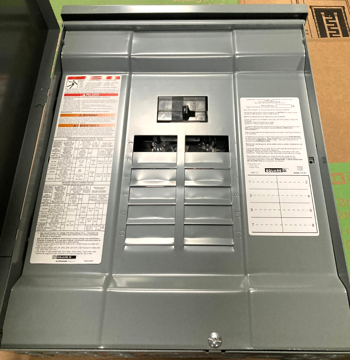 Square D Homeline Outdoor Main Breaker Load Center with Cover 100A ...