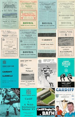 CARDIFF RFC, WALES HOME RUGBY PROGRAMMES 1966 WELSH AND ENGLISH CLUBS ...
