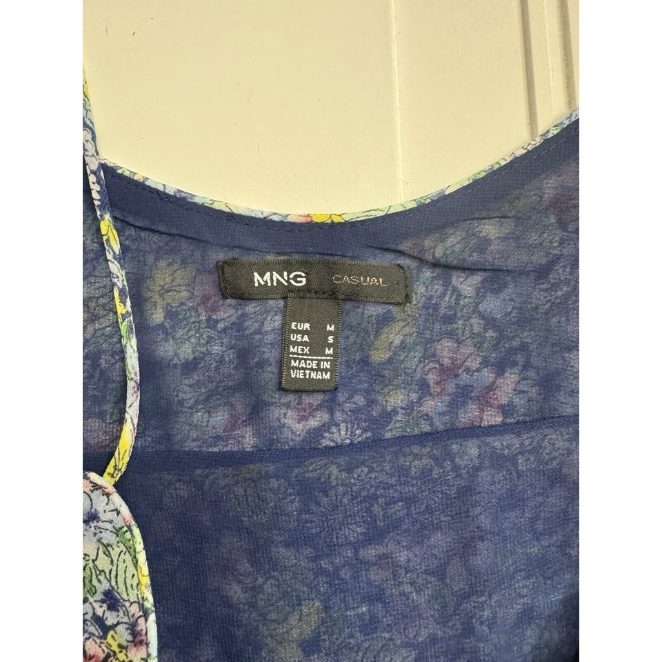 Mango MNG Casual Blue Floral Spaghetti Strap Tank Top Lightweight Size ...