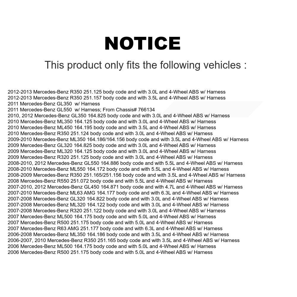 Rear ABS Wheel Speed Sensor For Mercedes-Benz ML350 GL450 R350 GL550 ...