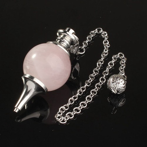Natural Pink Rose Quartz Crystal Orb Pendulum Pendant Rare Healing Rock ...