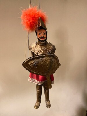 VTG Antique Knight Italian Sicilian Puppet Marionette Metal Armor ...
