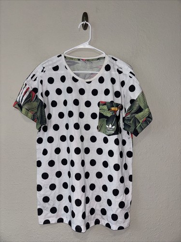 ADIDAS Polka Dot Floral AOP Embroidered Toucan Brazilian T Shirt ...