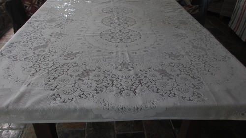 Vintage White Polyester Lace Tablecloth 173cms x 137 cms lovely | eBay ...