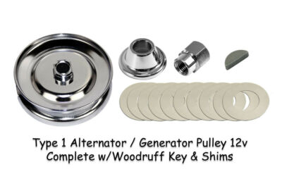 VW TYPE 1 2 BUG BUS GHIA CHROME 12 VOLT ALTERNATOR / GENERATOR PULLEY ...