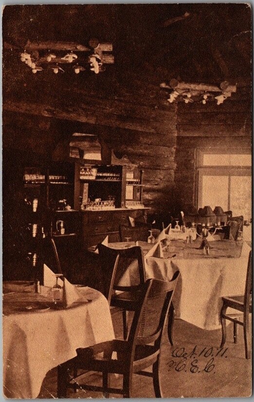 Vintage 1910s PEBBLE BEACH LODGE, California Postcard "Grill Room ...