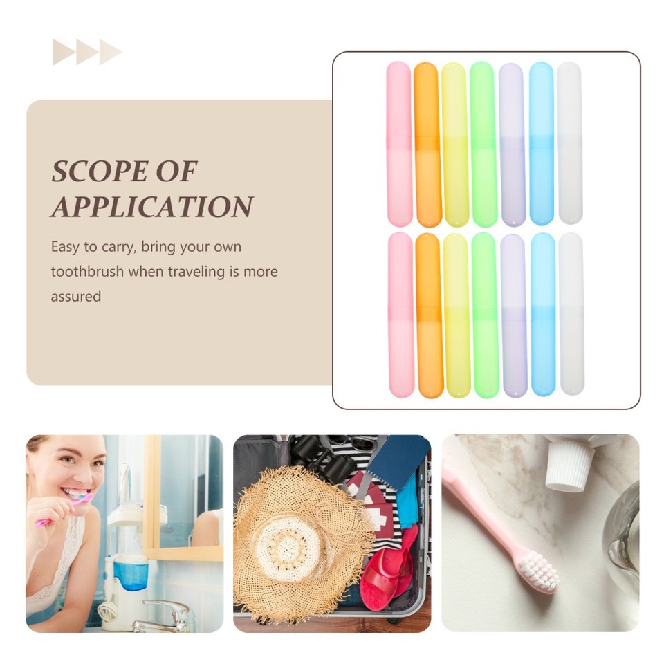 14 Pcs Travel Toothbrush Case Portable Colored Toothbrush Box Plastic ...