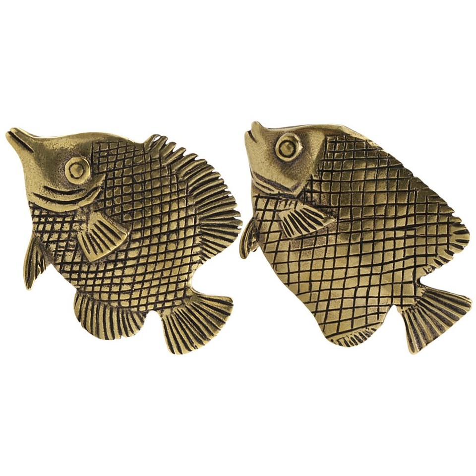 2 Pcs Antique Copper Fish Figurine Collectible Sculpture Tabletop ...