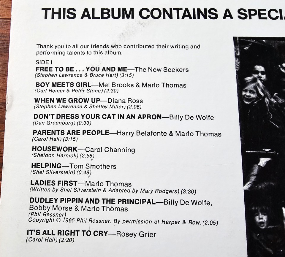 Marlo Thomas & Friends FREE TO BE YOU AND ME Vinyl LP Record w ...