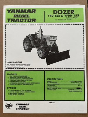 Vintage YANMAR DIESEL TRACTOR Cut-Out Brochure DOZER YFD-155 YFDH-155 ...