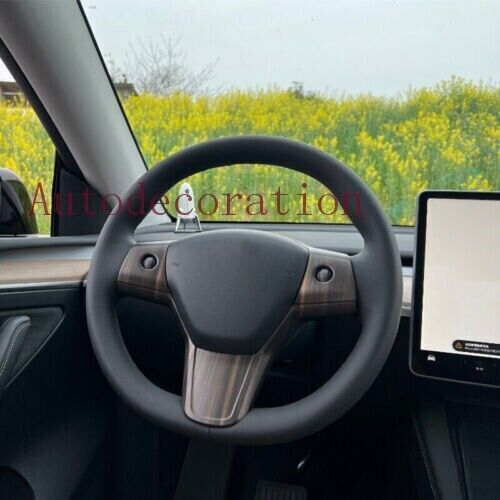 Matte Wood Grain Steering Wheel Switch Cover Trim For Tesla Model 3 Y ...
