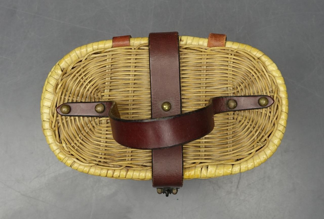 Etienne Aigner vtg Woven Wicker Leather Turn-lock Top Handle Basket ...
